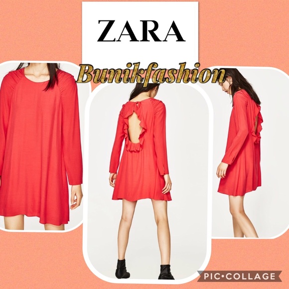 Zara | Dresses | Zara Ruffled Open Back Dress | Poshmark